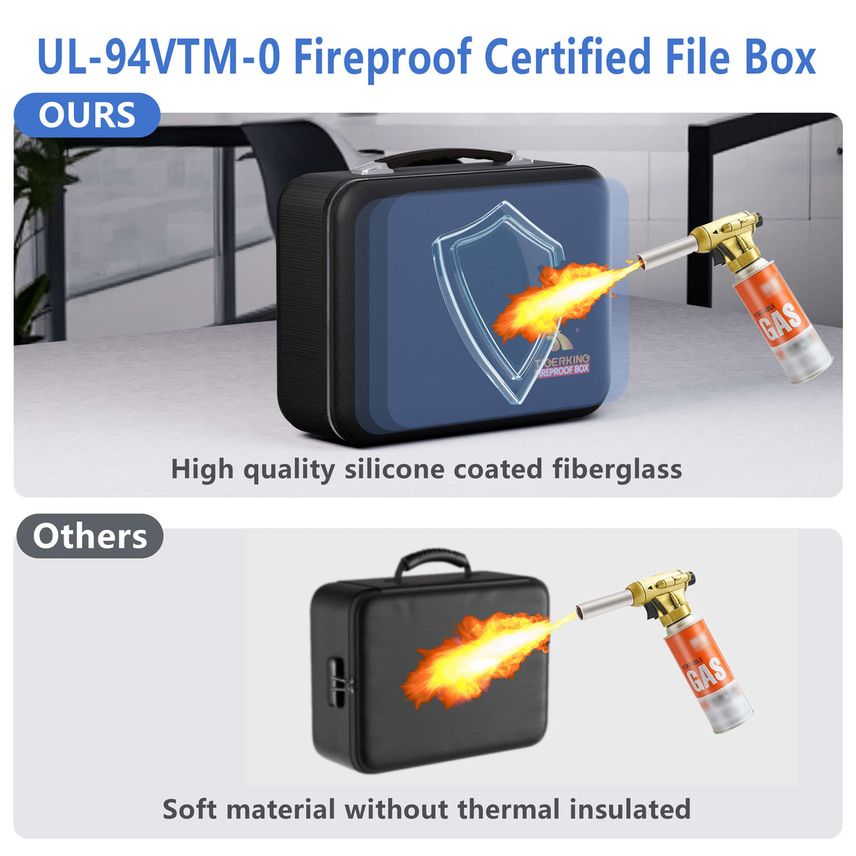 TigerKing Safe Black Bag Fireproof Waterproof 11.8 * 8.26 inches