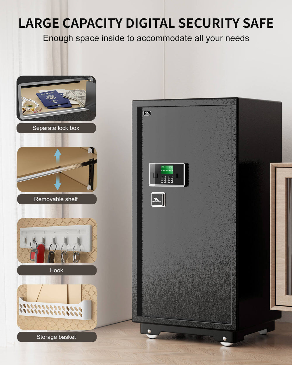 TigerKing Extra Large Luxury Jewelry Safes Black ‎11.5 CU.ft 120XH-1 ...