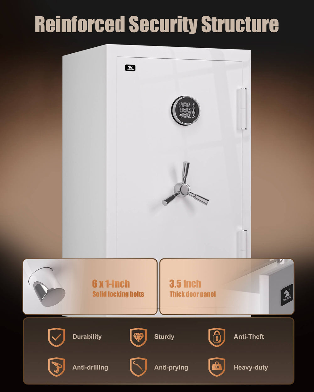 Large Fireproof & Waterproof Safe 8.7 cu.ft Home Safe SPARK 3822 White
