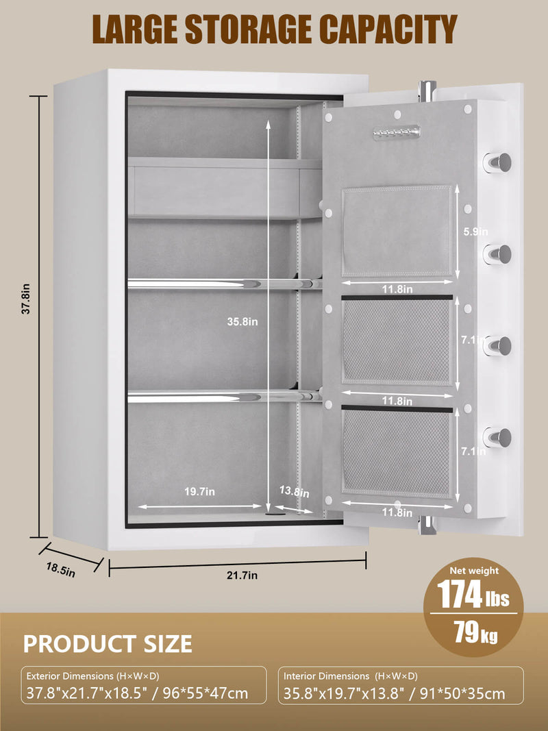 Large Fireproof & Waterproof Safe 8.7 cu.ft Home Safe SPARK 3822 White
