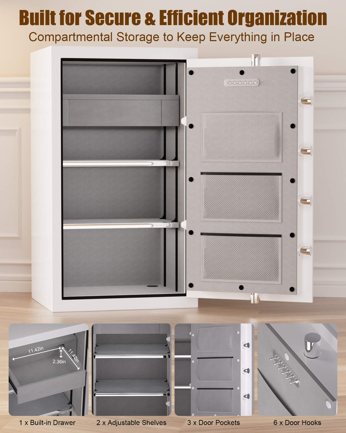 Large Fireproof & Waterproof Safe 8.7 cu.ft Home Safe SPARK 3822 White
