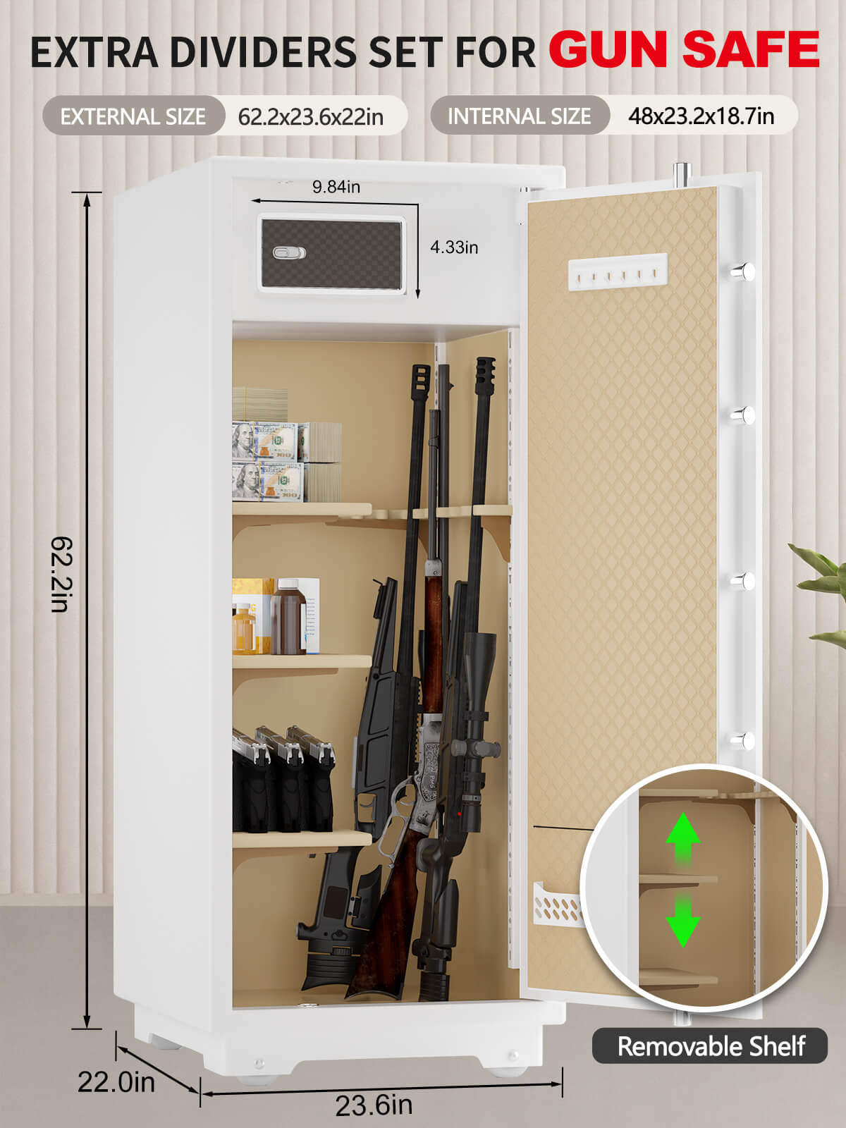 TigerKing All in 1 Gun Safe Jewelry Safe Luxury Safe White ‎17.6 Cu.ft ...