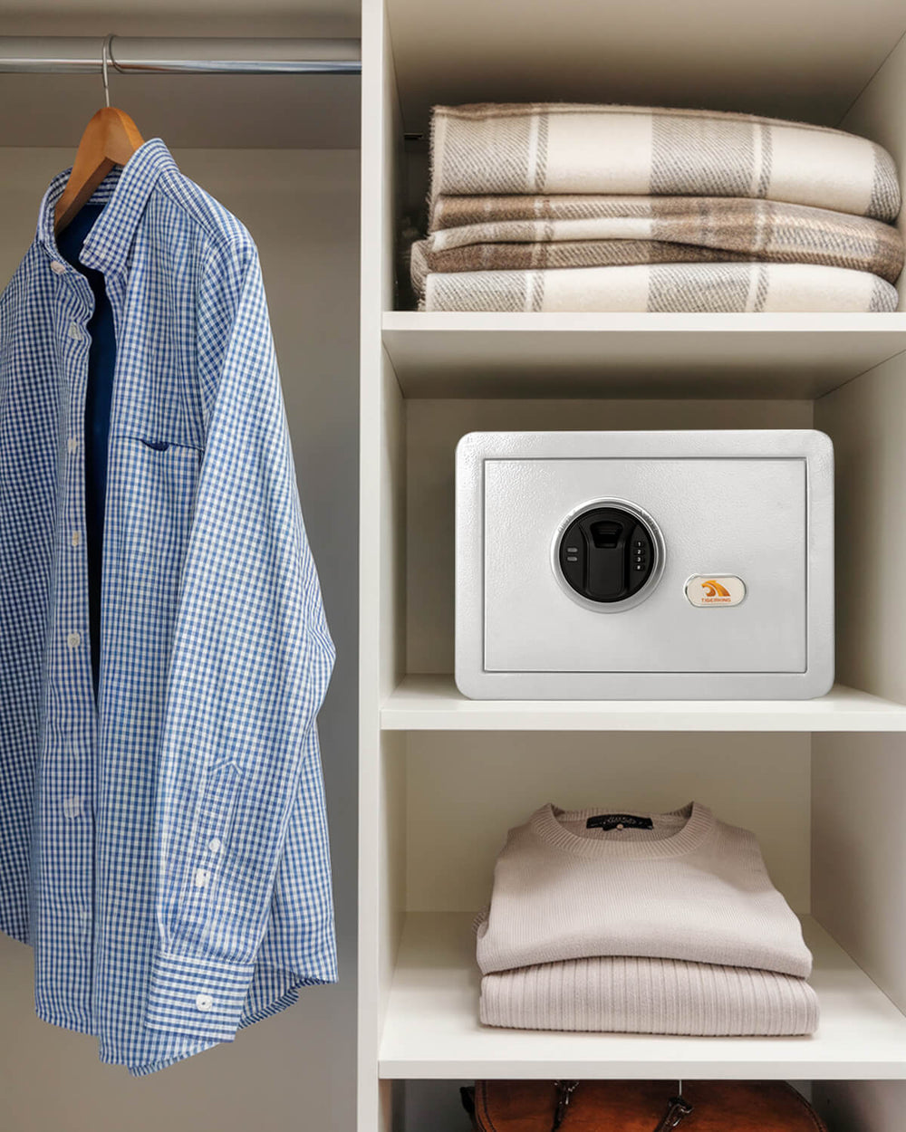 TIGERKING Small Closet Safe With Fingerprint Mini Home Safes FE25FED