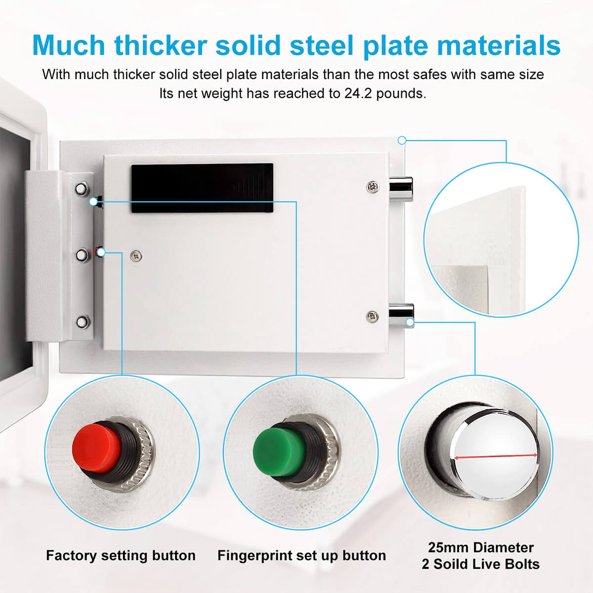 TIGERKING Small Closet Safe With Fingerprint Mini Home Safes FE25FED ...