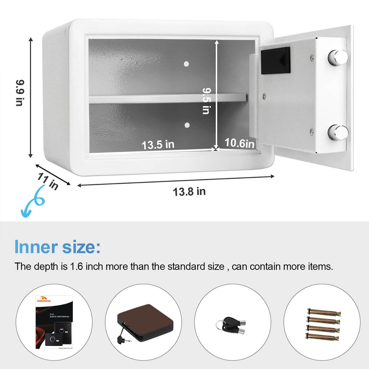 TIGERKING Small Closet Safe With Fingerprint Mini Home Safes FE25FED ...